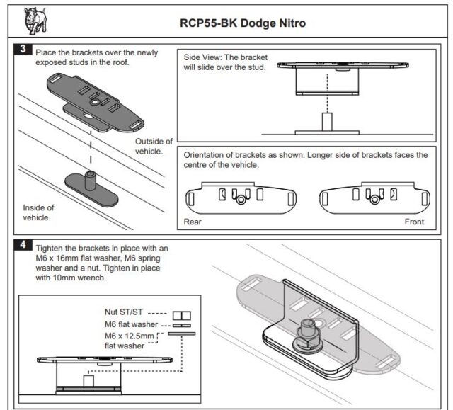 Rhino-Rack RCP55-BK Base Kit to suit Dodge Nitro (x4) - Roof Rack World