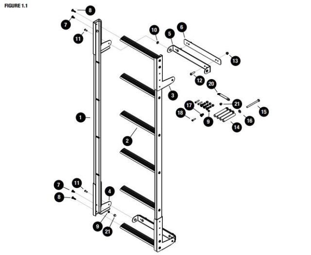 Front Runner LADD019 Universal Medium (6 steps 1780mm) Rear Door Ladder ...